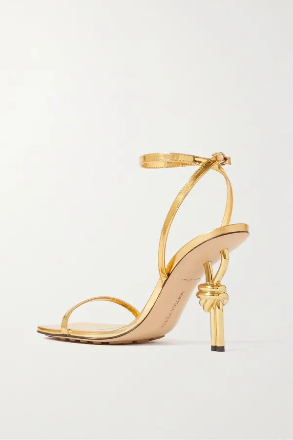 Bottega Veneta Knot Metallic Leather High Heel Sandals