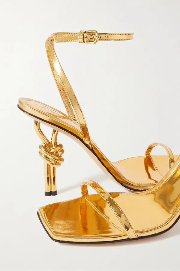 Bottega Veneta Knot Metallic Leather High Heel Sandals