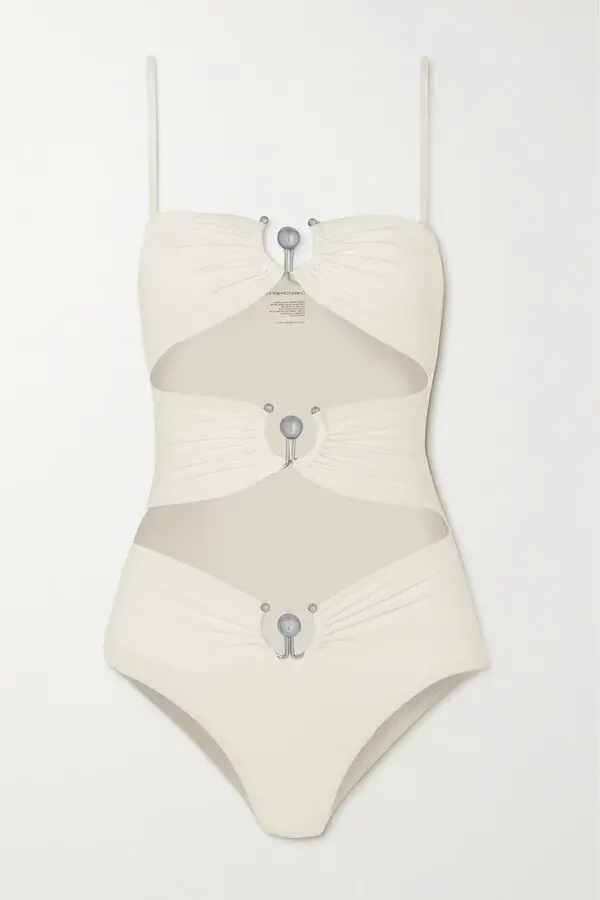 Christopher Esber Embellished Cutout Swimsuit - White