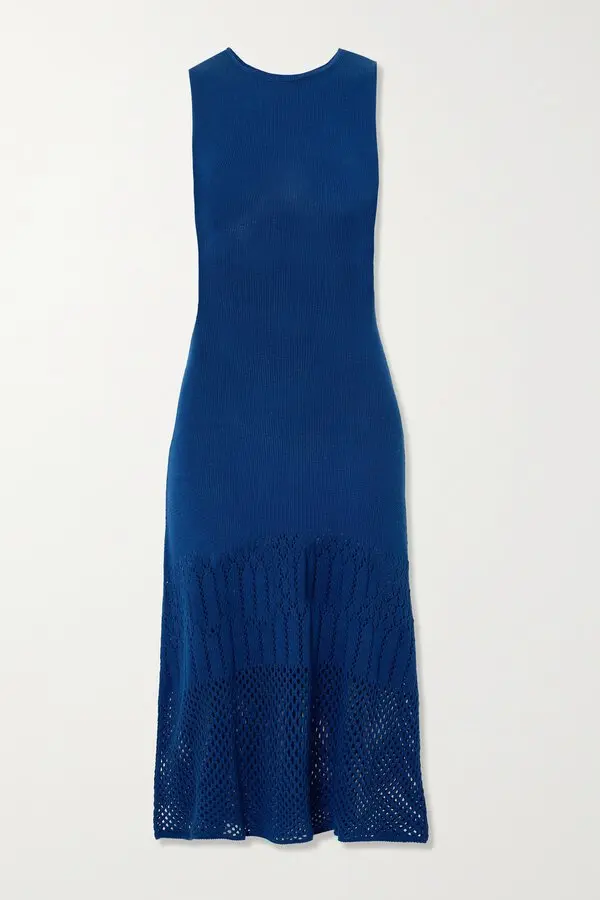 Escvdo Net Sustain Tondero Organic Pima Cotton Midi Dress - Blue