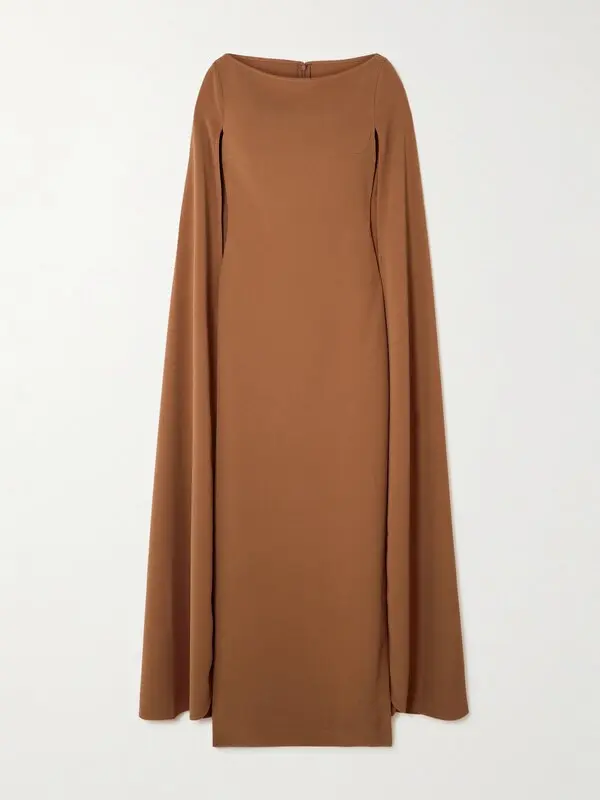 Solace London Sadie Cape-effect Crepe Gown