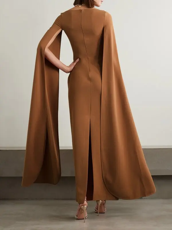 Solace London Sadie Cape-effect Crepe Gown