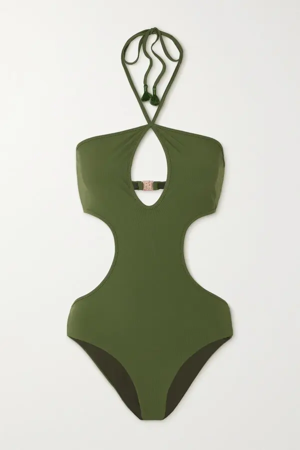 Johanna Ortiz Net Sustain Mawingu Cutout Ribbed Swimsuit - Green