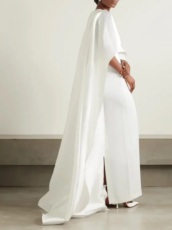 Solace London Leni Cape-effect Crepe And Faille Gown