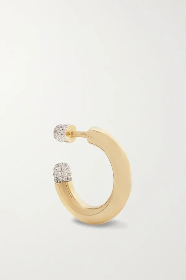 RAINBOW K Small Tube 9-karat Diamond Hoop Earring - Gold