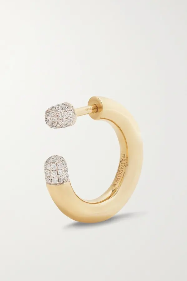 RAINBOW K Small Tube 9-karat Diamond Hoop Earring