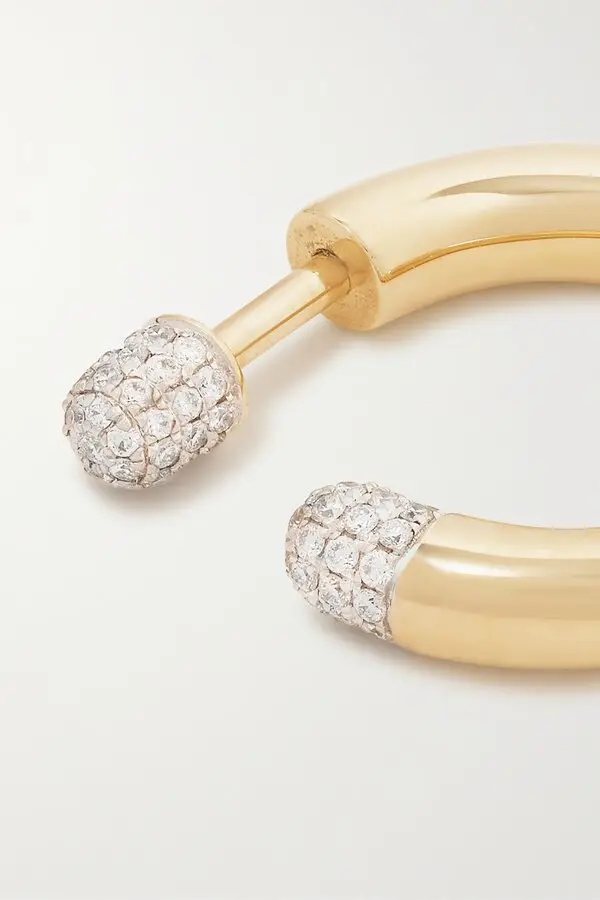 RAINBOW K Small Tube 9-karat Diamond Hoop Earring