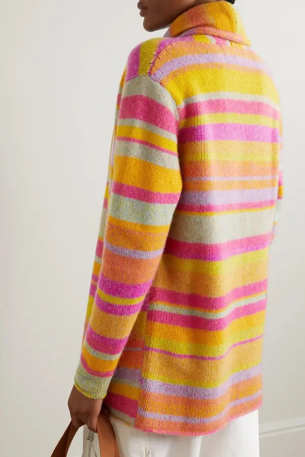 THE ELDER STATESMAN Striped Cashmere Cardigan