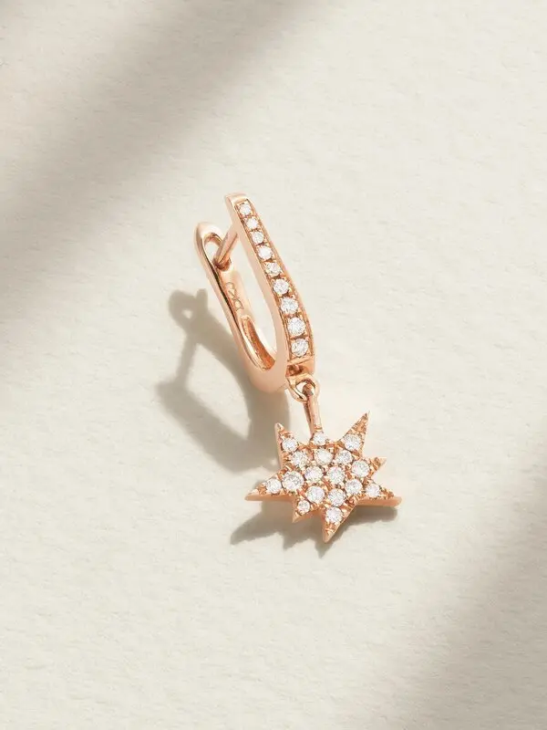 DIANE KORDAS 18-karat Rose Diamond Hoop Earring - Gold