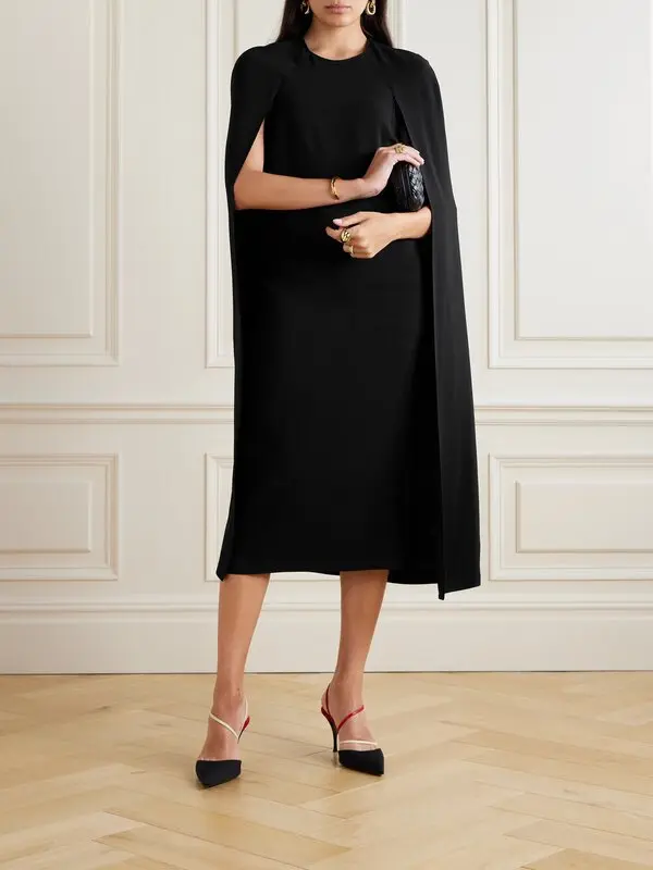 Stella McCartney Cape-effect Crepe Midi Dress