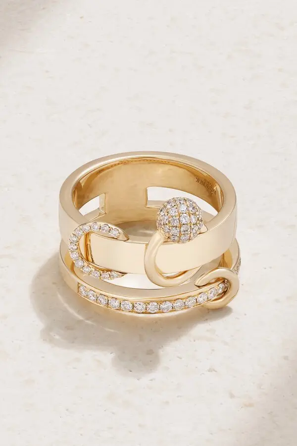 RAINBOW K Double Piercing 14-karat Diamond Ring