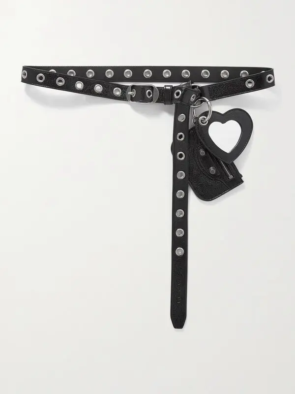 Balenciaga Le Cagole Embellished Crinkled-leather Belt - Black