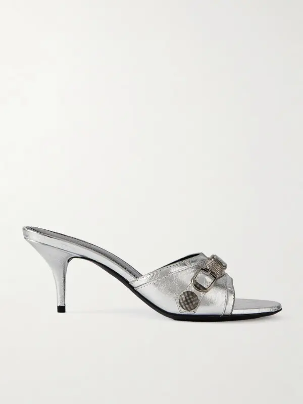 Balenciaga Cagole Metallic Leather Mules