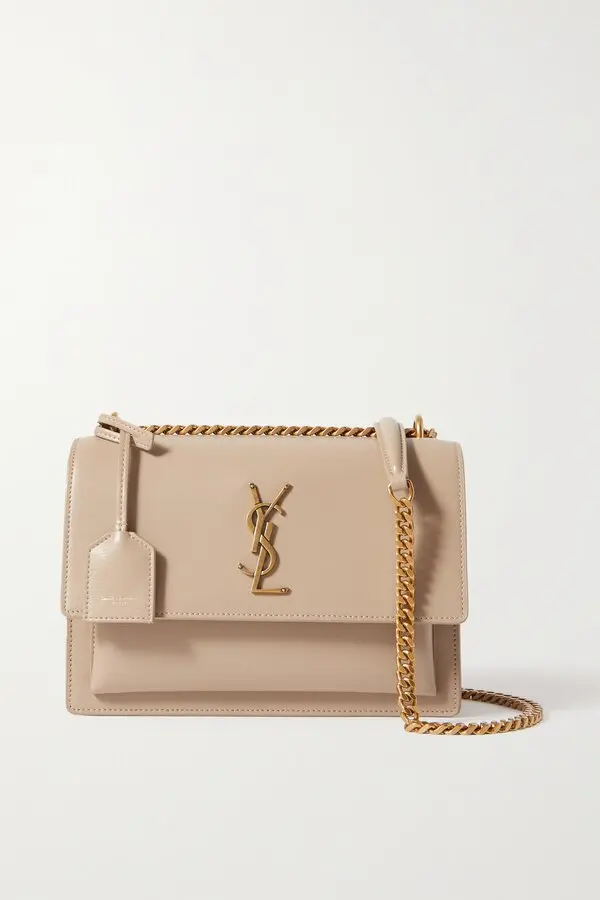 Saint Laurent Sunset Medium Leather Shoulder Bag - Neutrals