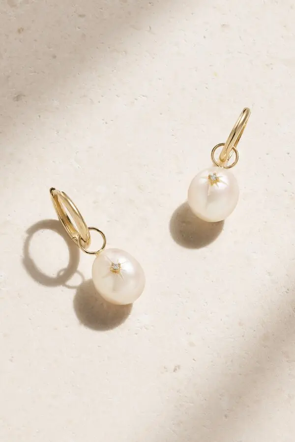 Mateo Convertible 14-karat Gold, Pearl And Diamond Earrings - White