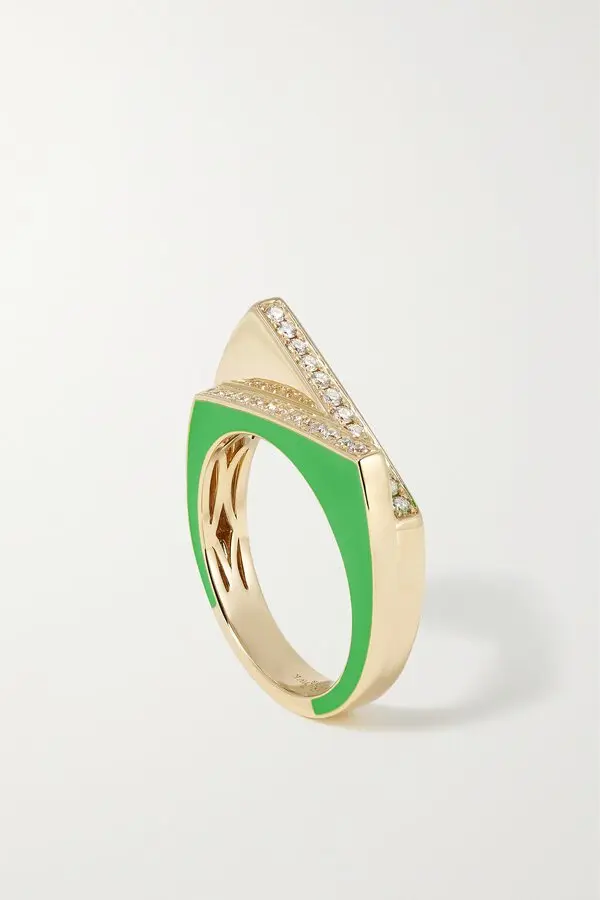 RAINBOW K Handcuff 14-karat Diamond And Enamel Ring