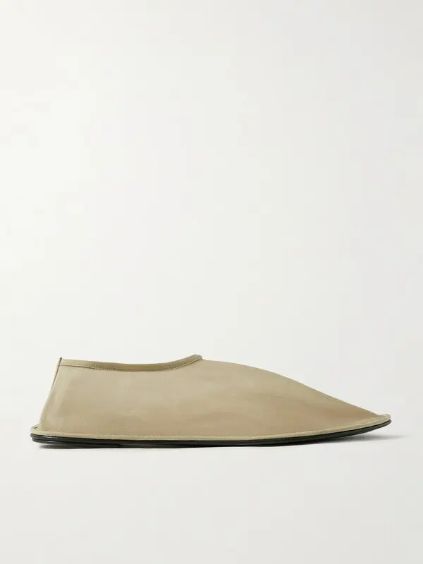 THE ROW Sock Leather-trimmed Mesh Flats