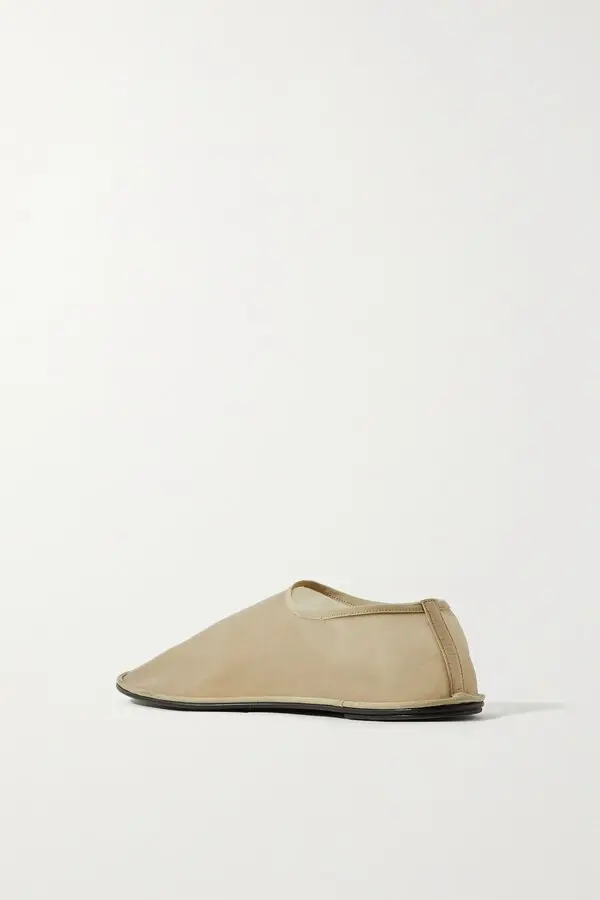 THE ROW Sock Leather-trimmed Mesh Flats