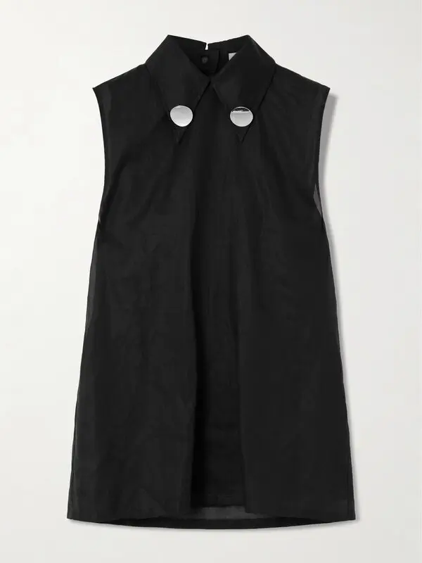 JIL SANDER Sleeveless Cotton-voile Top - Black