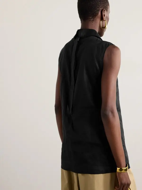 JIL SANDER Sleeveless Cotton-voile Top - Black