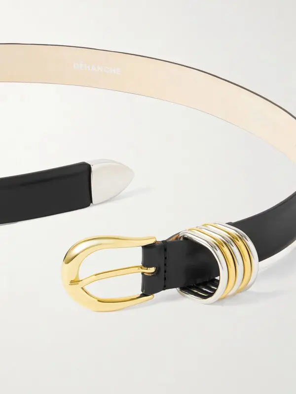DEHANCHE Hollyhock Embellished Leather Belt - Black