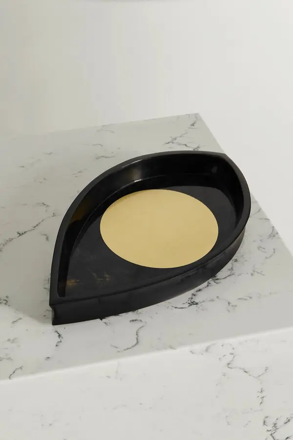 L'Objet Kelly Behun Wide Eye Resin, Shell, And Brass Tray - Black