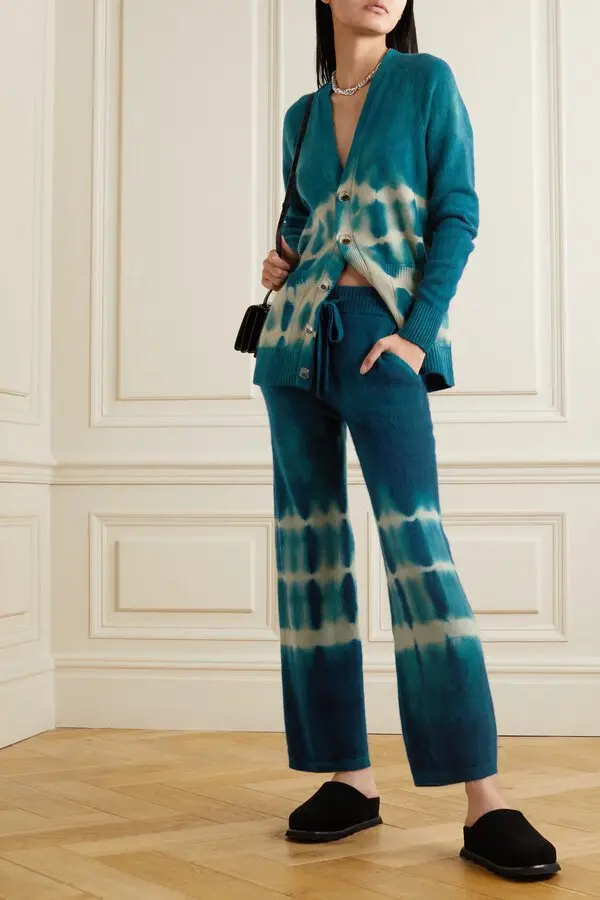 THE ELDER STATESMAN Tie-dye Cashmere Wide-leg Trousers