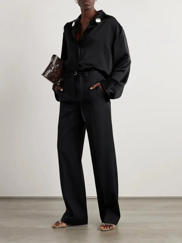 JIL SANDER Embellished Satin-crepe Shirt