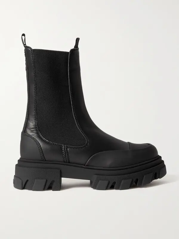 GANNI Net Sustain Paneled Recycled-leather Chelsea Boots
