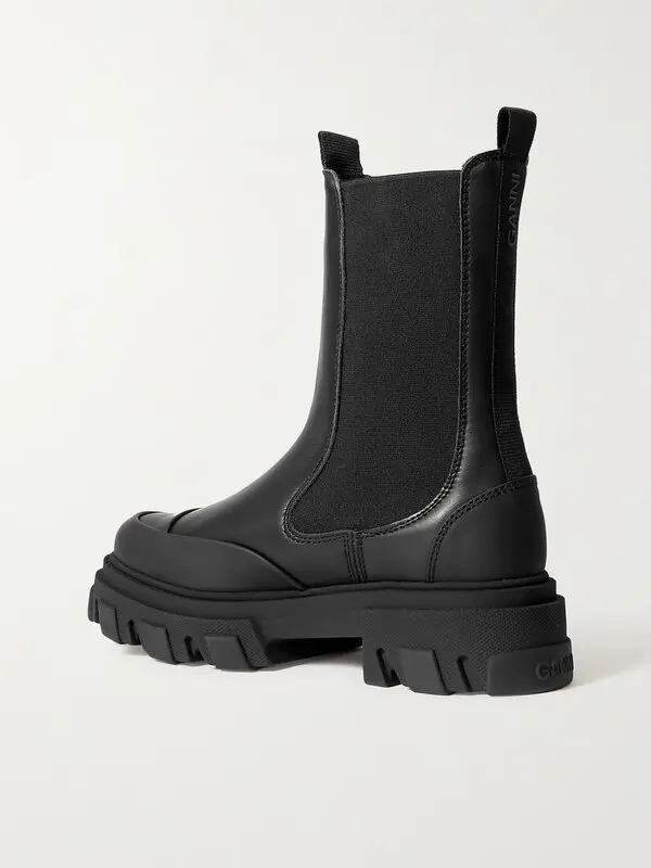 GANNI Net Sustain Paneled Recycled-leather Chelsea Boots