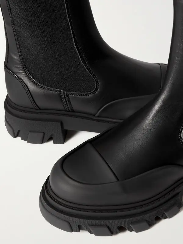 GANNI Net Sustain Paneled Recycled-leather Chelsea Boots