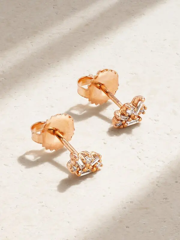 SUZANNE KALAN 18-karat Rose Diamond Earrings - Gold