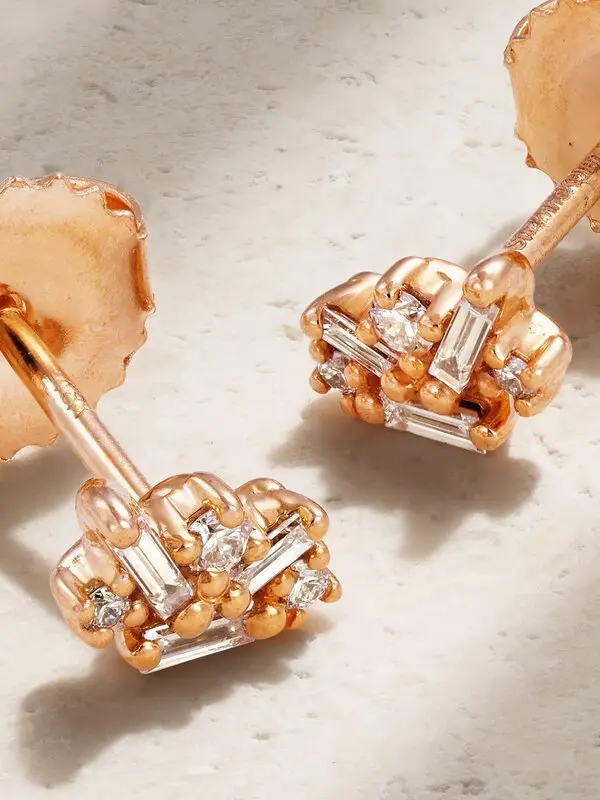 SUZANNE KALAN 18-karat Rose Diamond Earrings