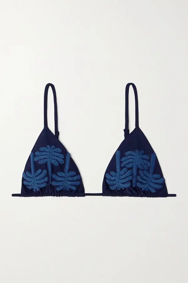 Johanna Ortiz Net Sustain Enjipai Embroidered Bikini Top - Blue
