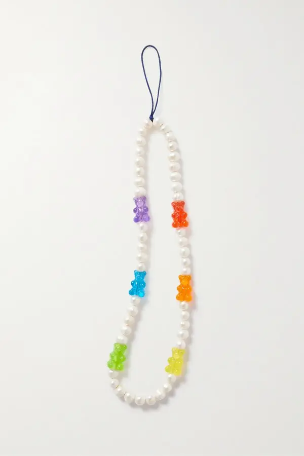 CRYSTAL HAZE JEWELRY Juanita Pearl And Resin Phone Strap - White