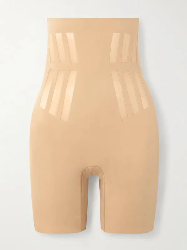 Commando Luxe Control Stretch Mesh-trimmed Tech-jersey Shorts - Neutrals