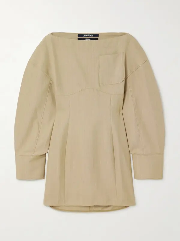 Jacquemus Casaco Belted Open-back Twill Mini Dress