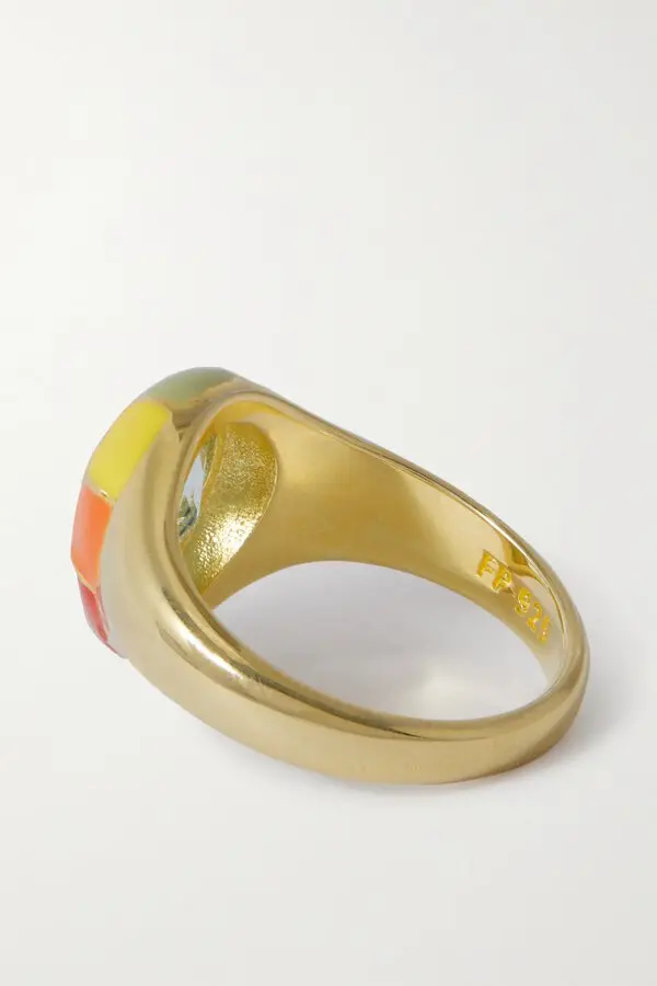 Fry Powers Spectrum Vermeil, Topaz And Enamel Signet Ring