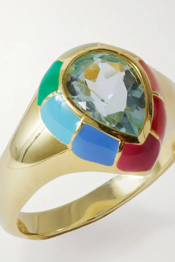 Fry Powers Spectrum Vermeil, Topaz And Enamel Signet Ring