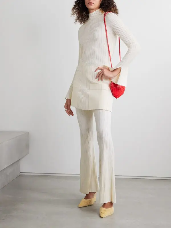 Stella McCartney Ribbed-knit Flared Pants