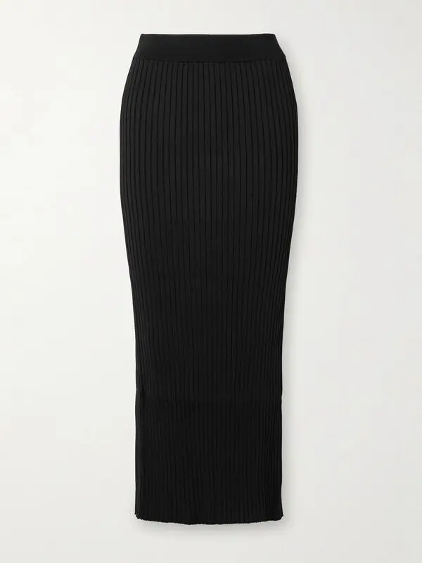 JIL SANDER Ribbed-knit Maxi Skirt - Black