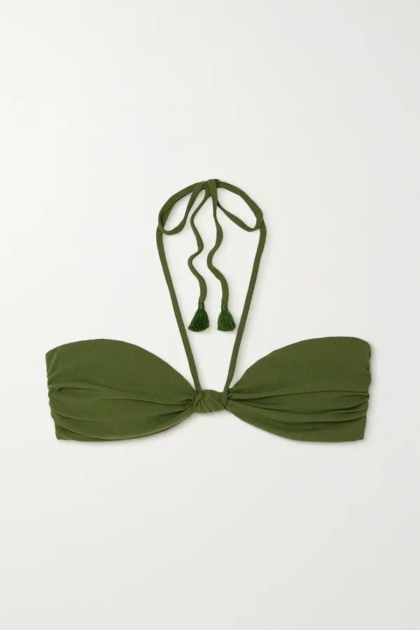 Johanna Ortiz Net Sustain Rafiki Tasseled Halterneck Bikini Top - Green