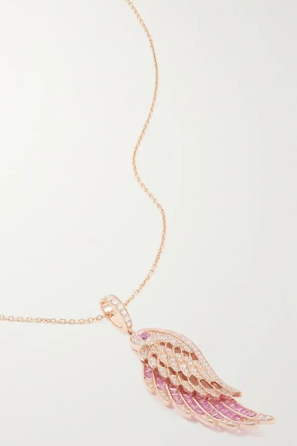 GARRARD Wings Embrace Rose Gold, Sapphire And Diamond Necklace - Pink