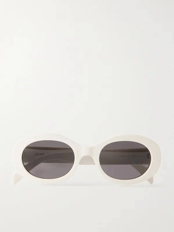 Celine Triomphe Oval Acetate Sunglasses - White