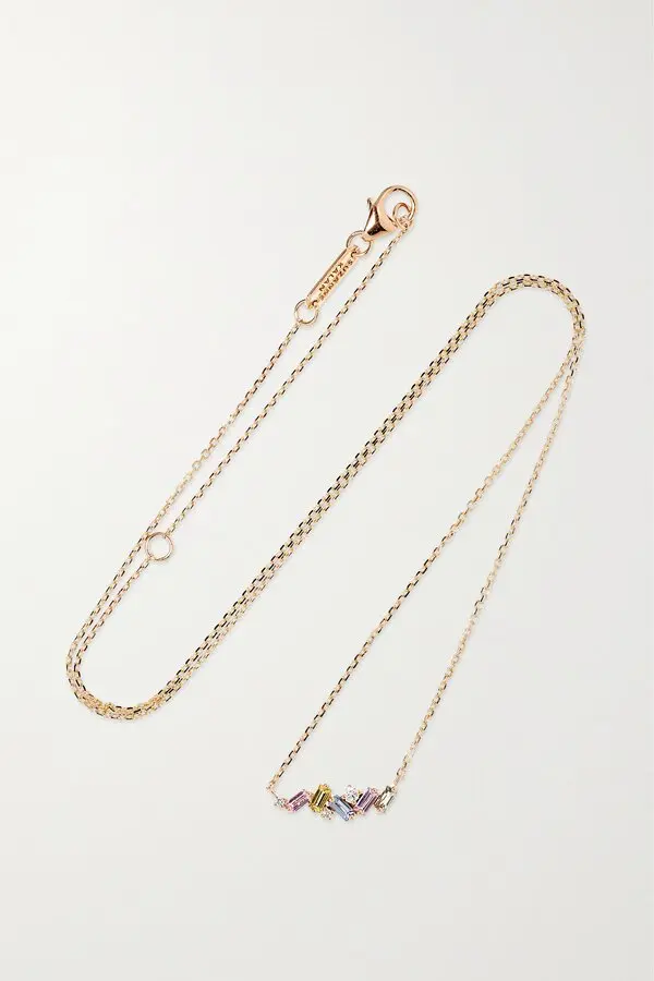 SUZANNE KALAN 18-karat Rose Sapphire And Diamond Necklace