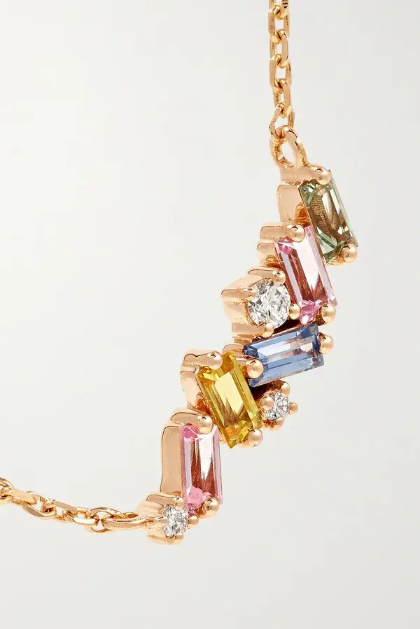 SUZANNE KALAN 18-karat Rose Sapphire And Diamond Necklace