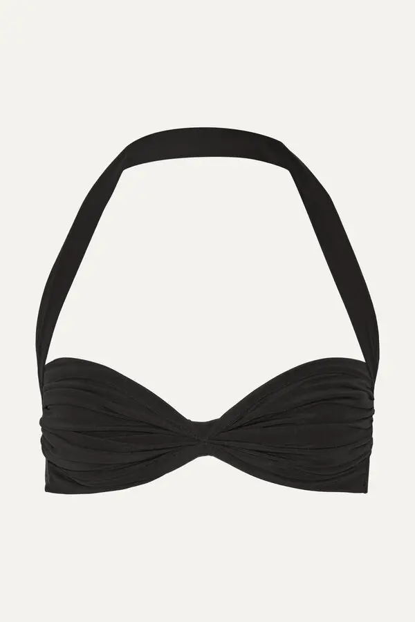 Norma Kamali Bill Ruched Halterneck Bikini Top - Black