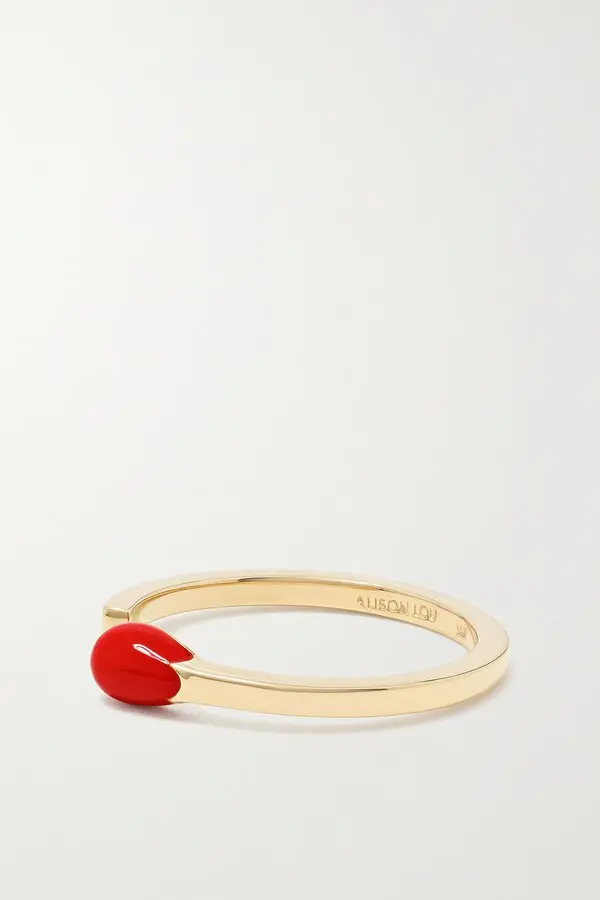 Alison Lou Match Stack 14-karat Gold And Enamel Ring