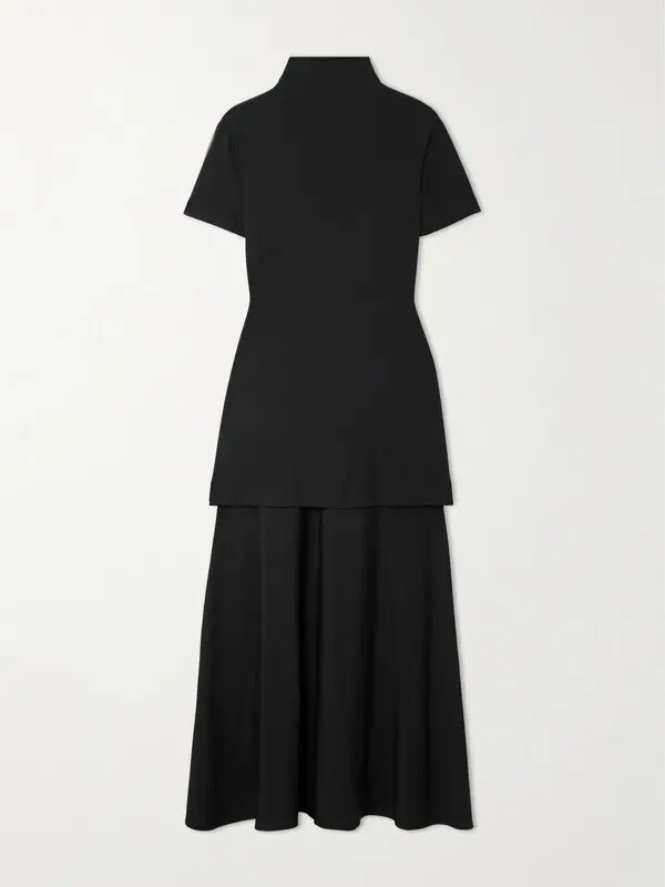 JIL SANDER Layered Crepe Maxi Dress - Black