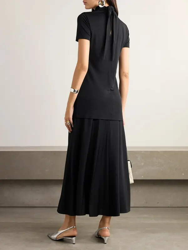 JIL SANDER Layered Crepe Maxi Dress - Black